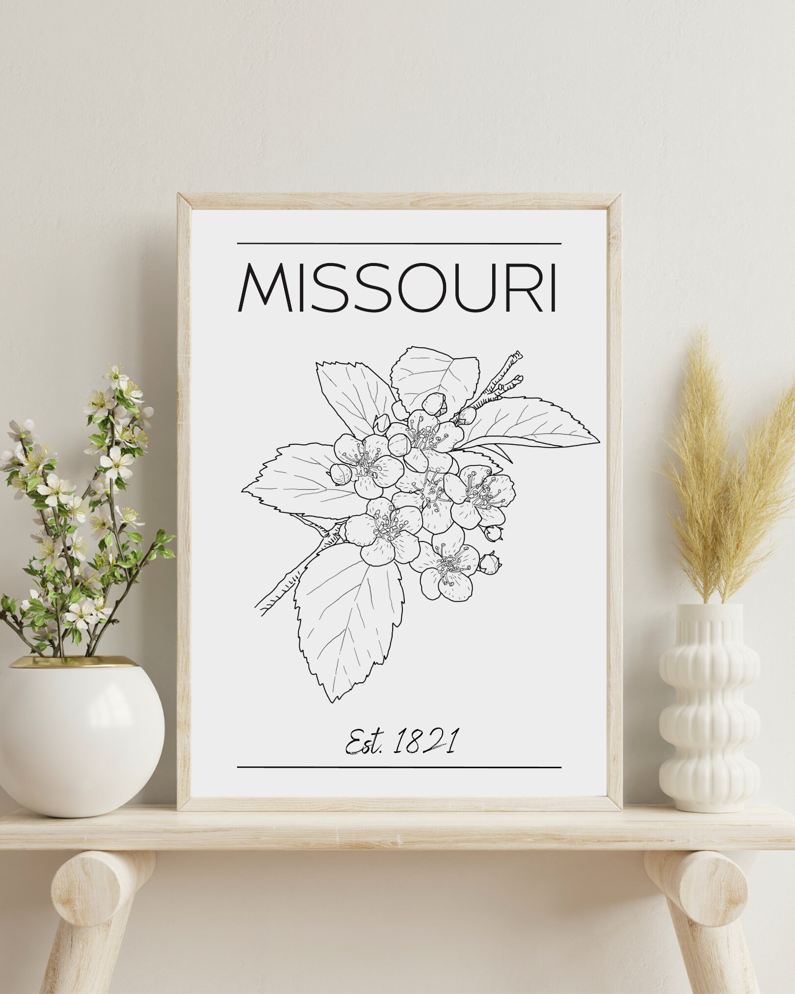Missouri State Flower Wall Art - INSTANT DOWNLOAD - Black and White ...