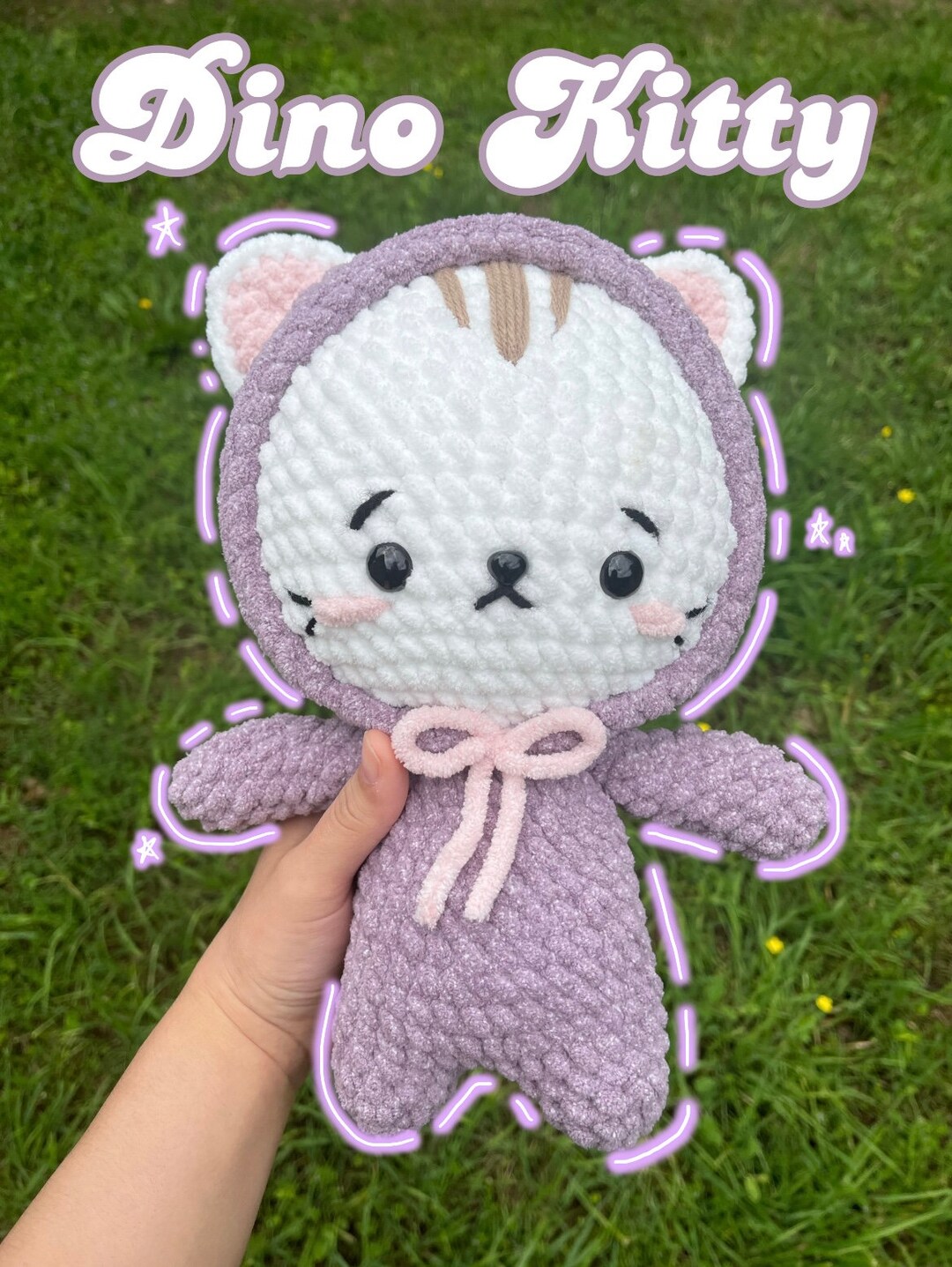 Purple Dino Kitty Plushie - Etsy