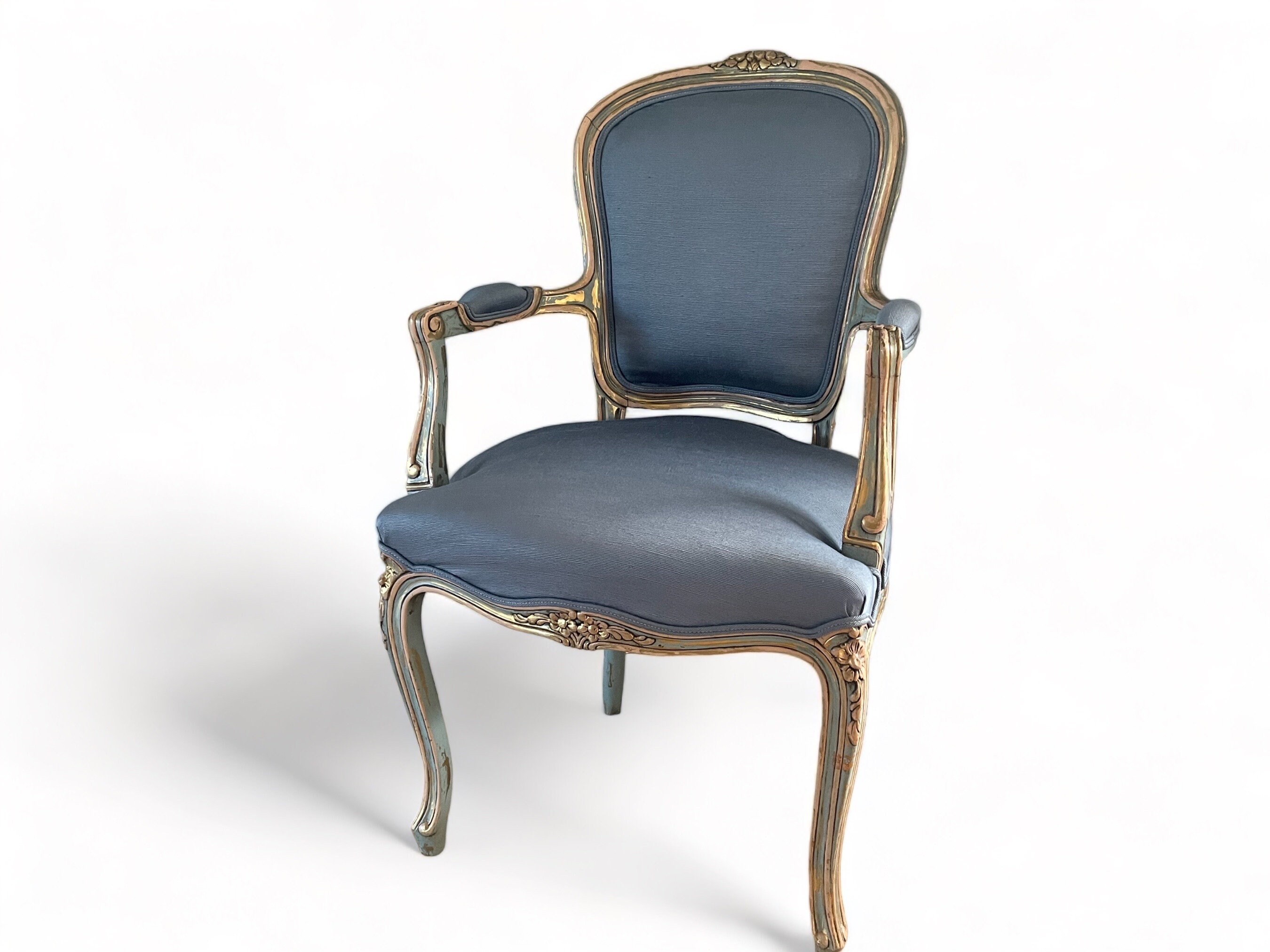 Blue French Chair Louie XV Old Painted Carved Frames Chinoiserie ...