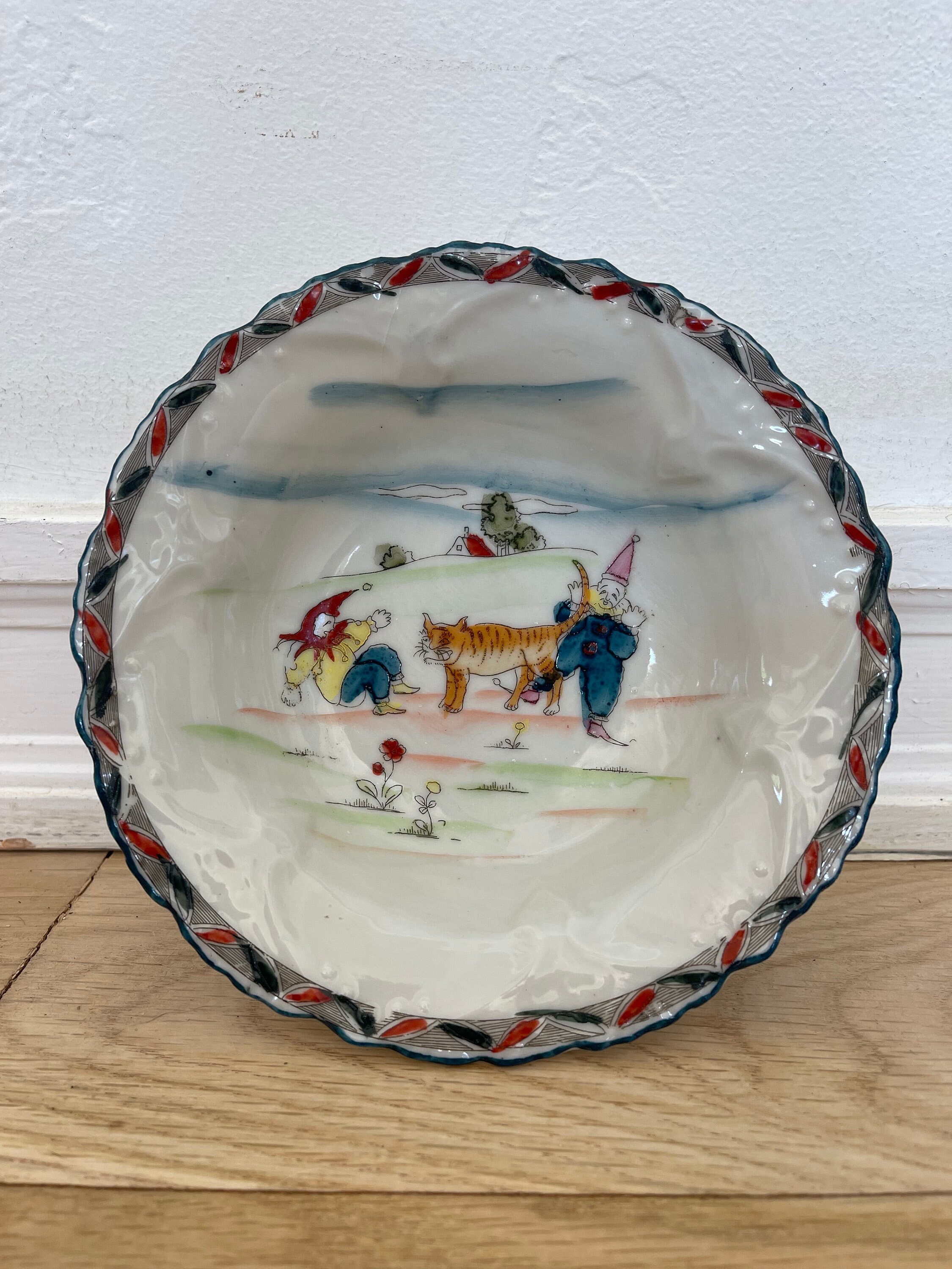 Chinoiserie Child's Dish Japan Antique Tiger Jester Clown - Etsy