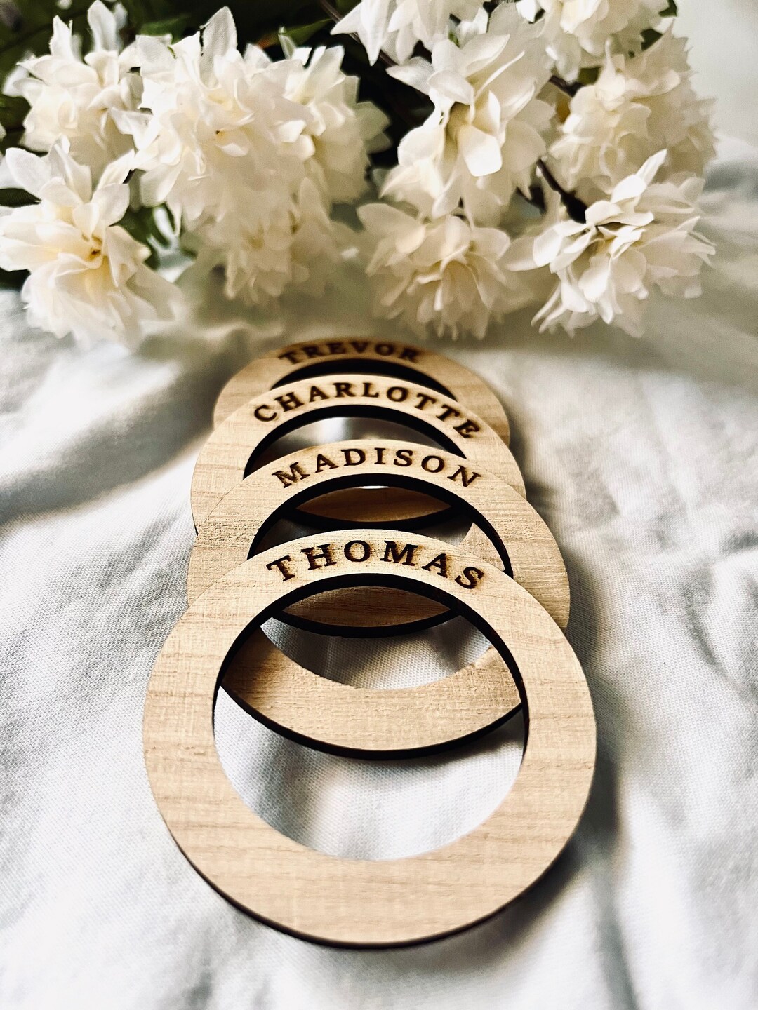 Wooden Napkin Rings, Wedding Name Decoration, Wedding Decoration ...