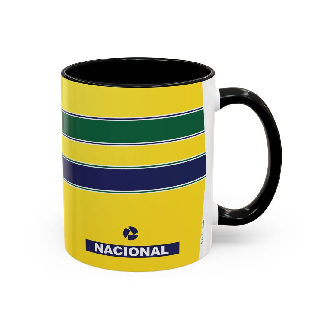 Ayrton Senna Ceramic Coffee Two-tone Accent Mug 11oz and 15oz, Racing ...