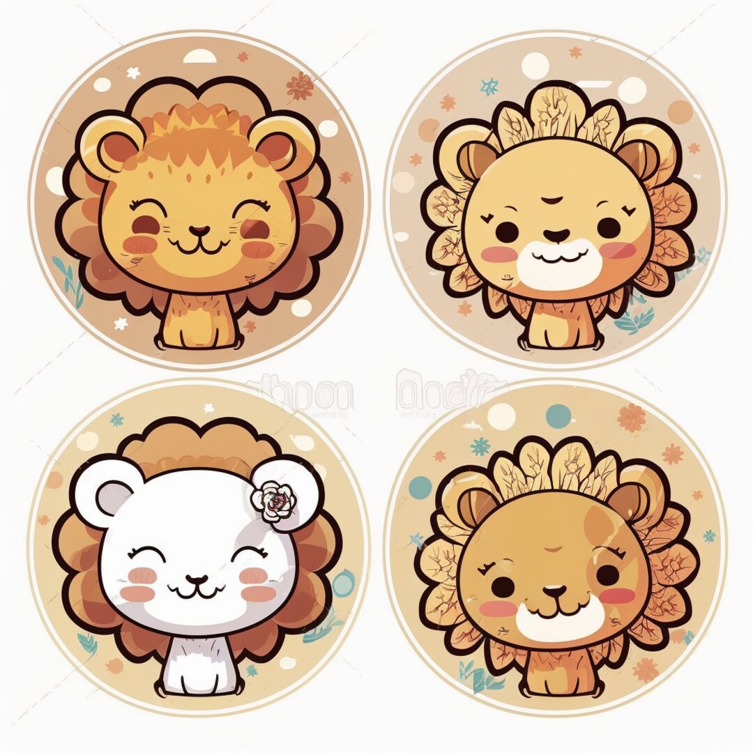 Lion Digital Stickers 80 Sticker-pack | Kawaii Instagram Twitch Emotes ...