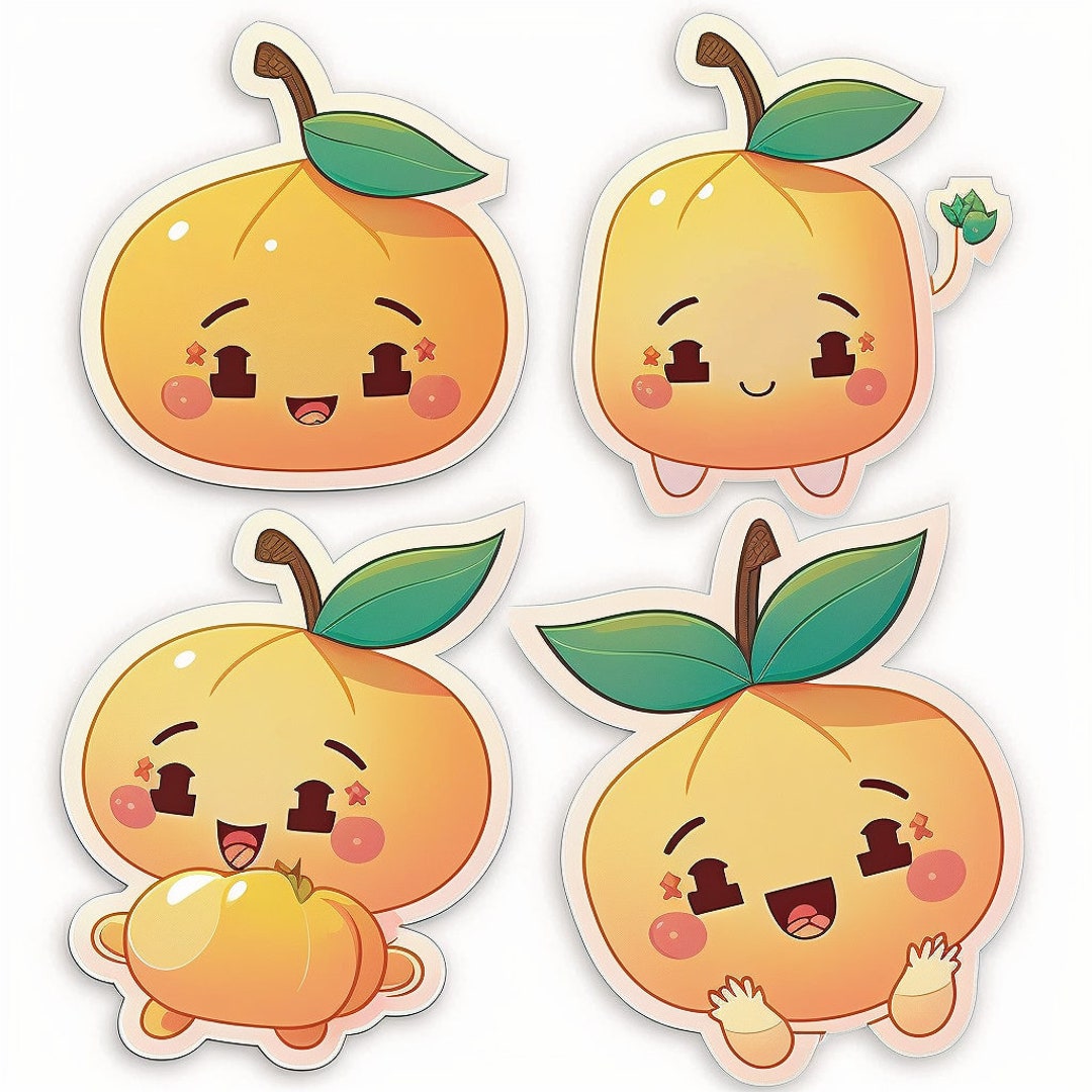 Peach Digital Stickers 80 Sticker-pack | Kawaii Instagram Twitch Emotes ...