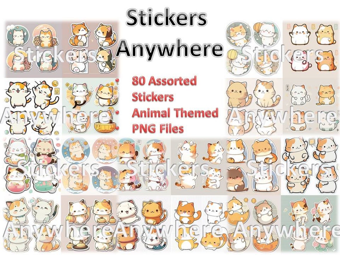 Cat Digital Stickers 80 Sticker-pack | Kawaii Instagram Twitch Emotes ...