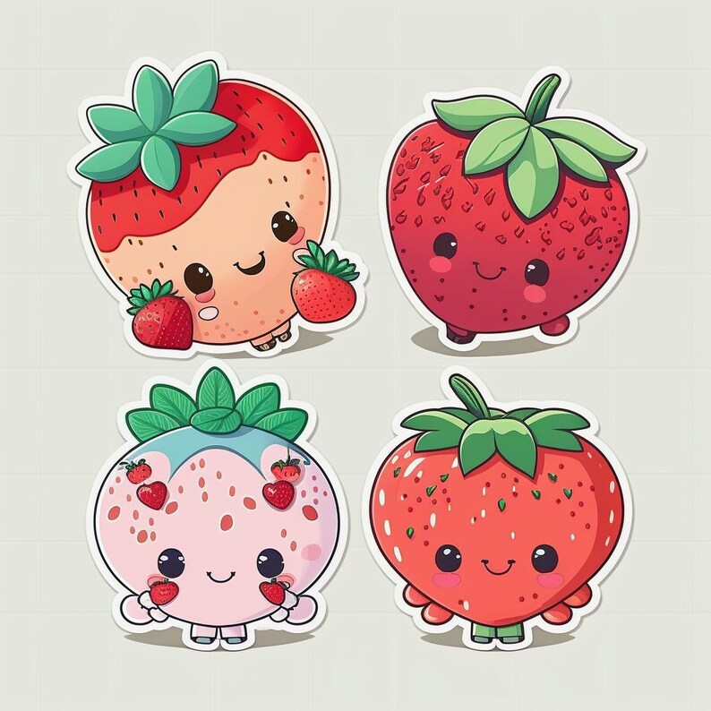 Strawberry Digital Stickers 80 Sticker-pack Kawaii Instagram Twitch ...