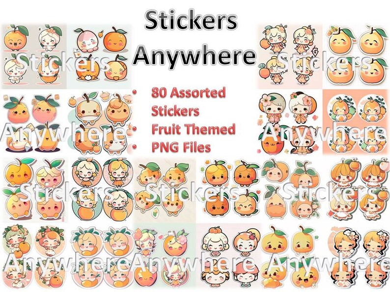Peach Digital Stickers 80 Sticker-pack | Kawaii Instagram Twitch Emotes ...