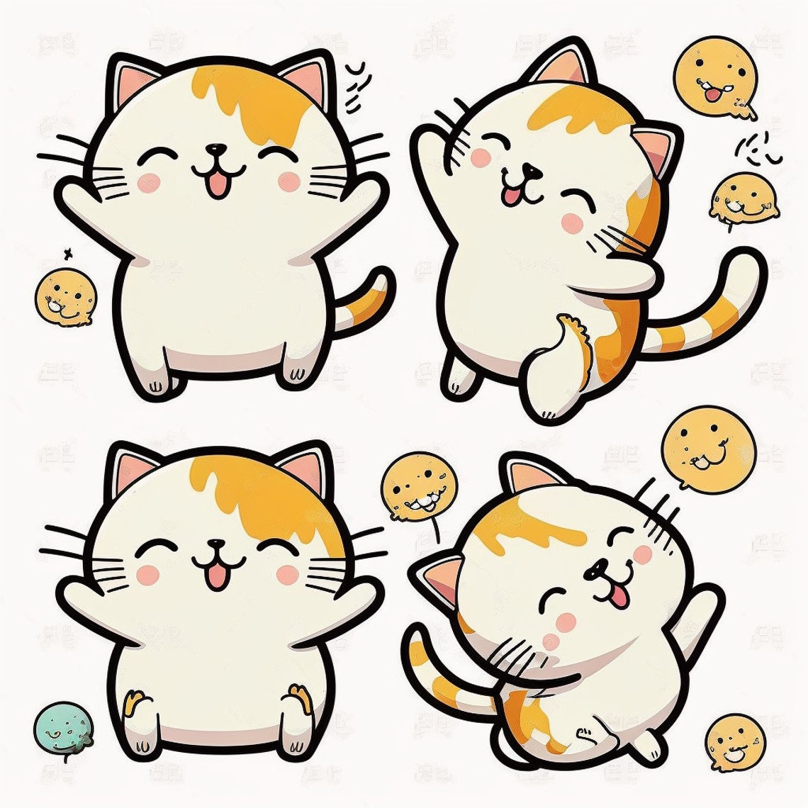 Cat Digital Stickers 80 Sticker-pack | Kawaii Instagram Twitch Emotes ...