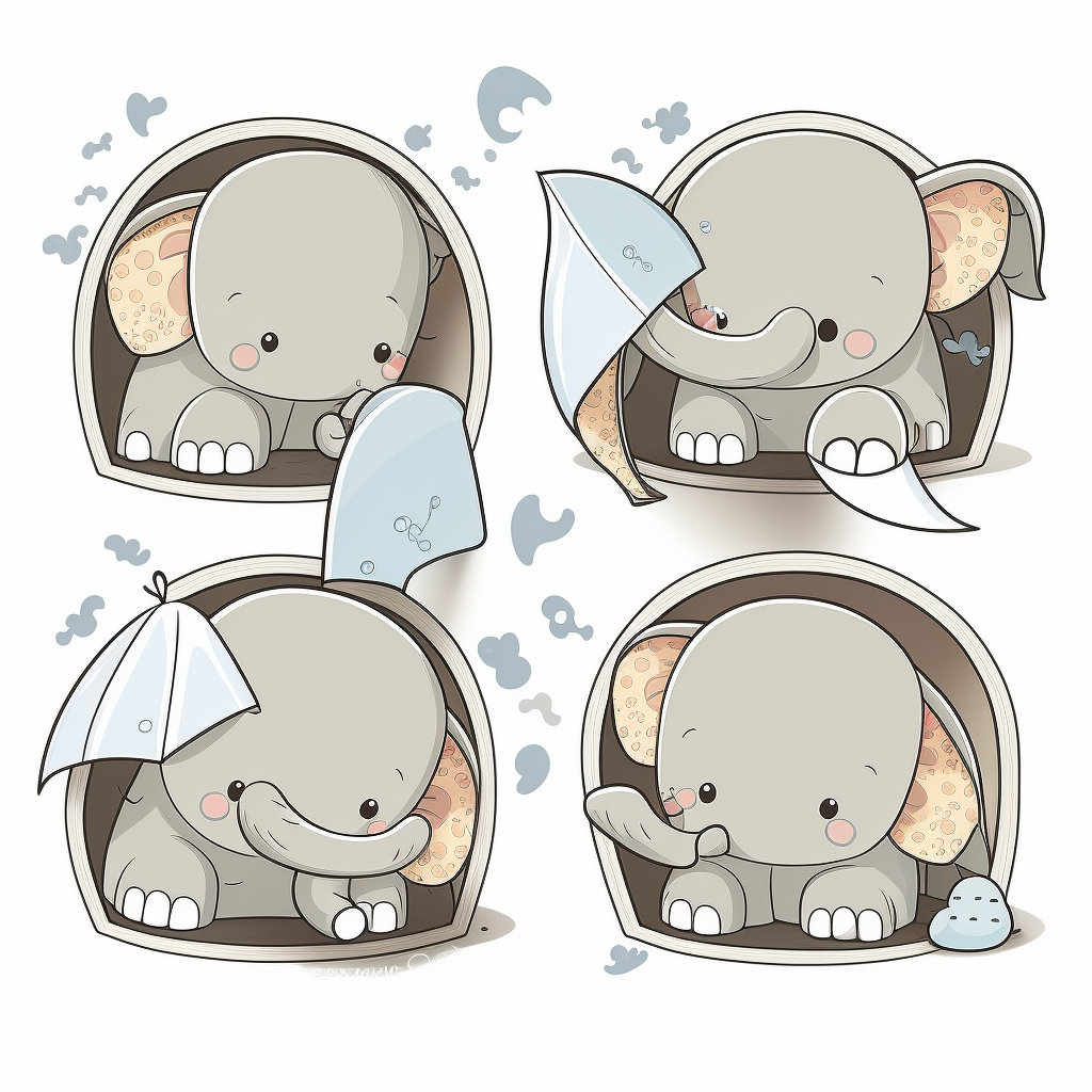Elephant Digital Stickers 80 Sticker-pack | Kawaii Instagram Twitch ...