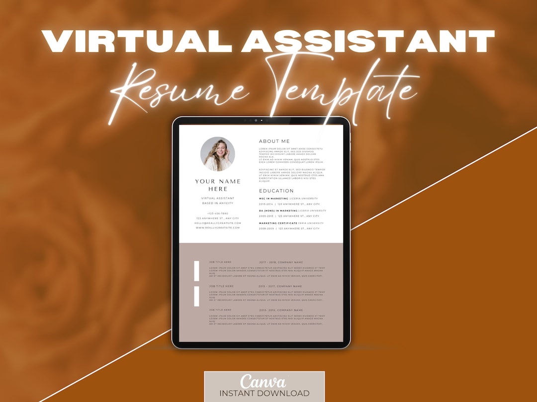 Virtual Assistant Resume, Professional Resume, CV Template, Editable ...