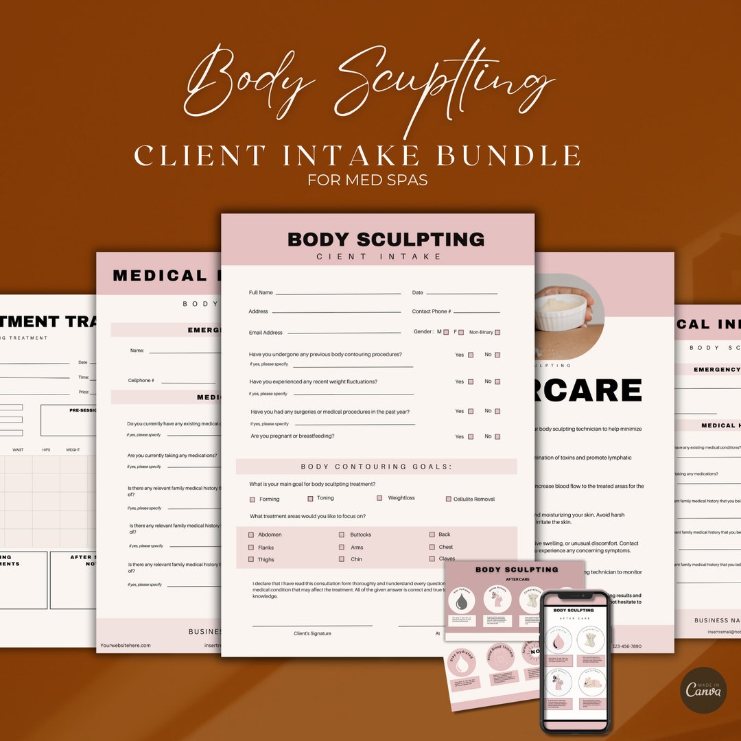 Body Contouring Form, Editable Body Contouring Consultation Esthetician ...