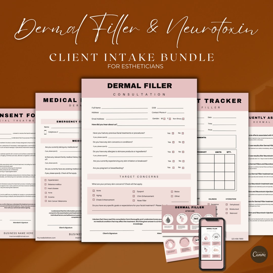 Dermal Filler Forms, Filler Consent Form, Esthetician Intake Form ...