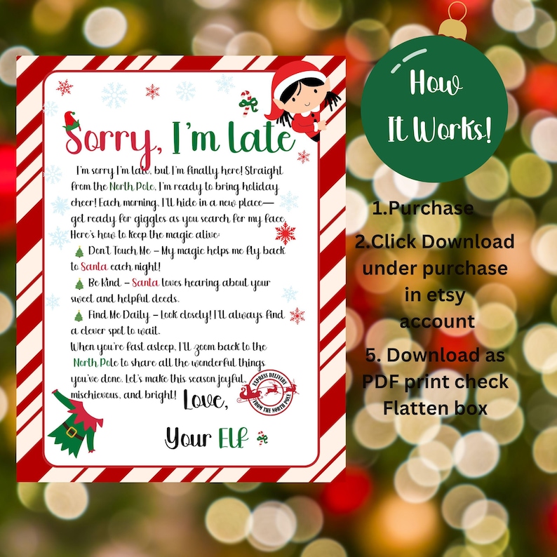 Sorry Im Late Girl Elf Letter, Late Elf Arrival Letter, Elf Welcome ...