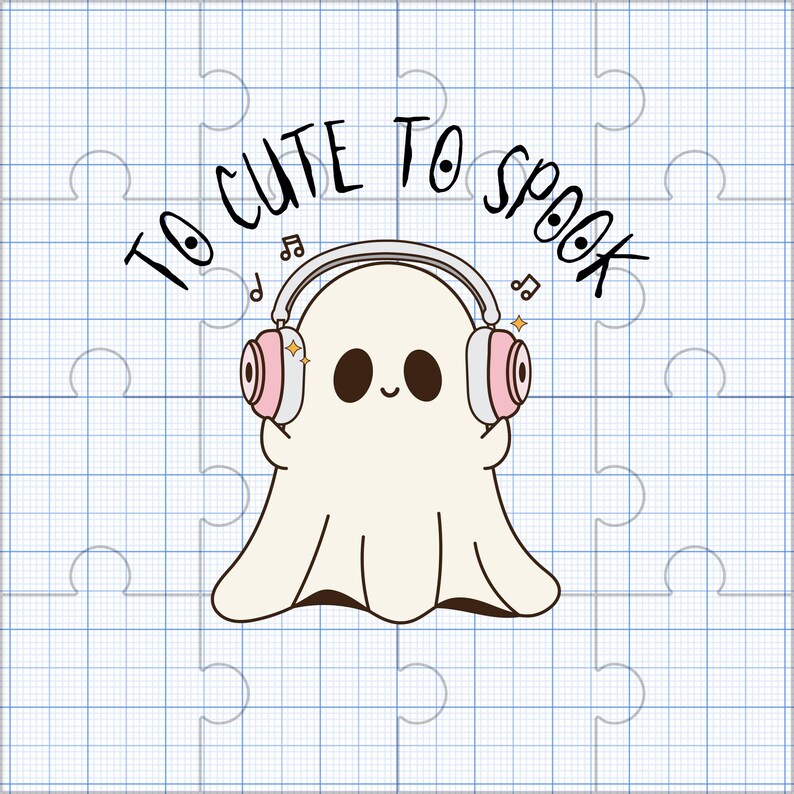 Too Cute to Spook Png,cute Ghost With Headphones, Music Lover ...