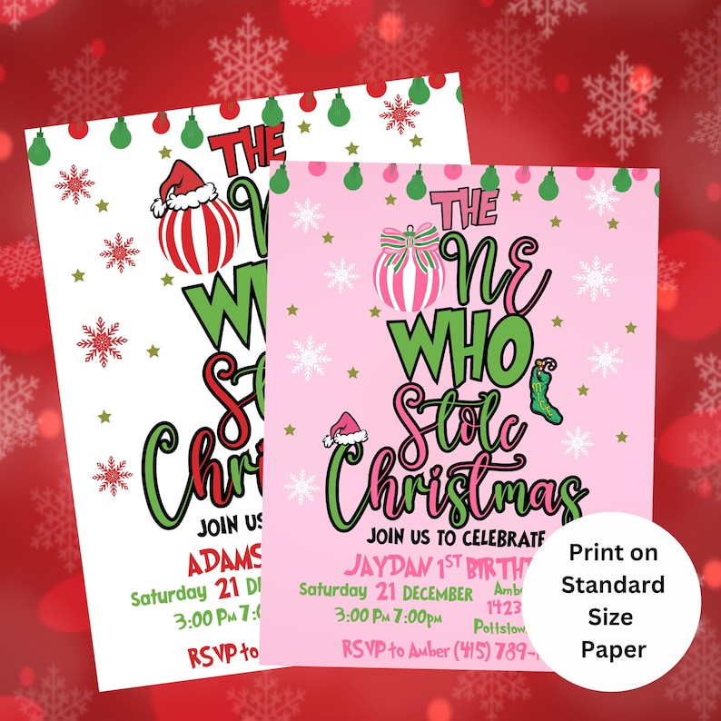 The ONE Who Stole Christmas Whoville 1st Girl/boy Red and Pink Birthday ...
