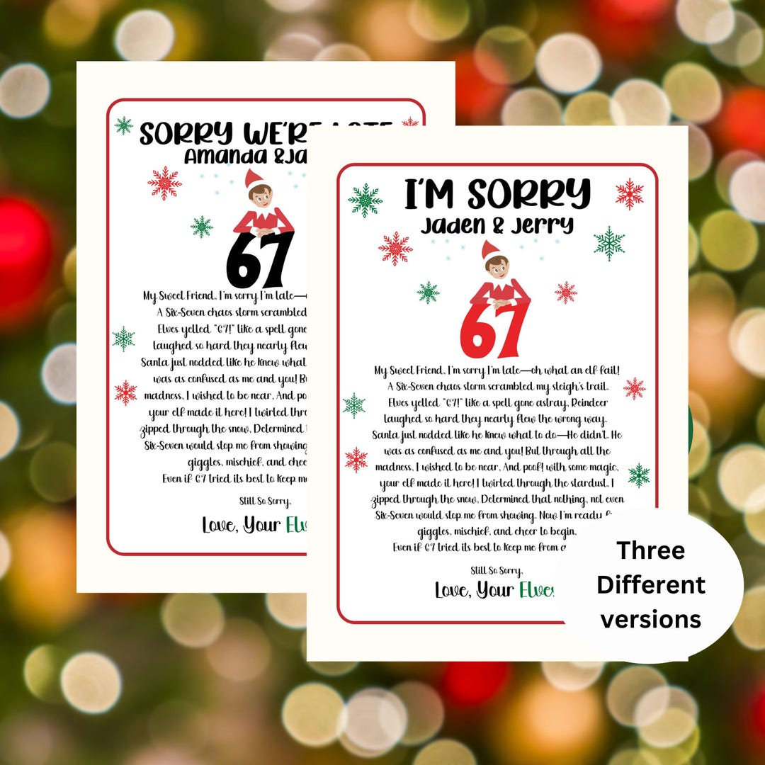 Sorry I'm Late 67 Elf Letter, Printable Elf Note, We're Back Elf ...