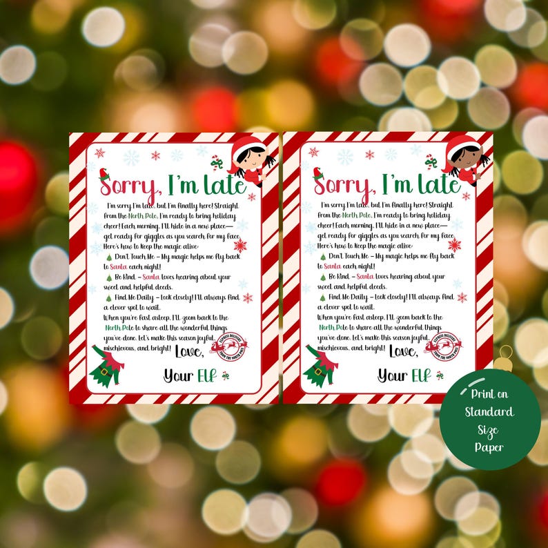 Sorry Im Late Girl Elf Letter, Late Elf Arrival Letter, Elf Welcome ...