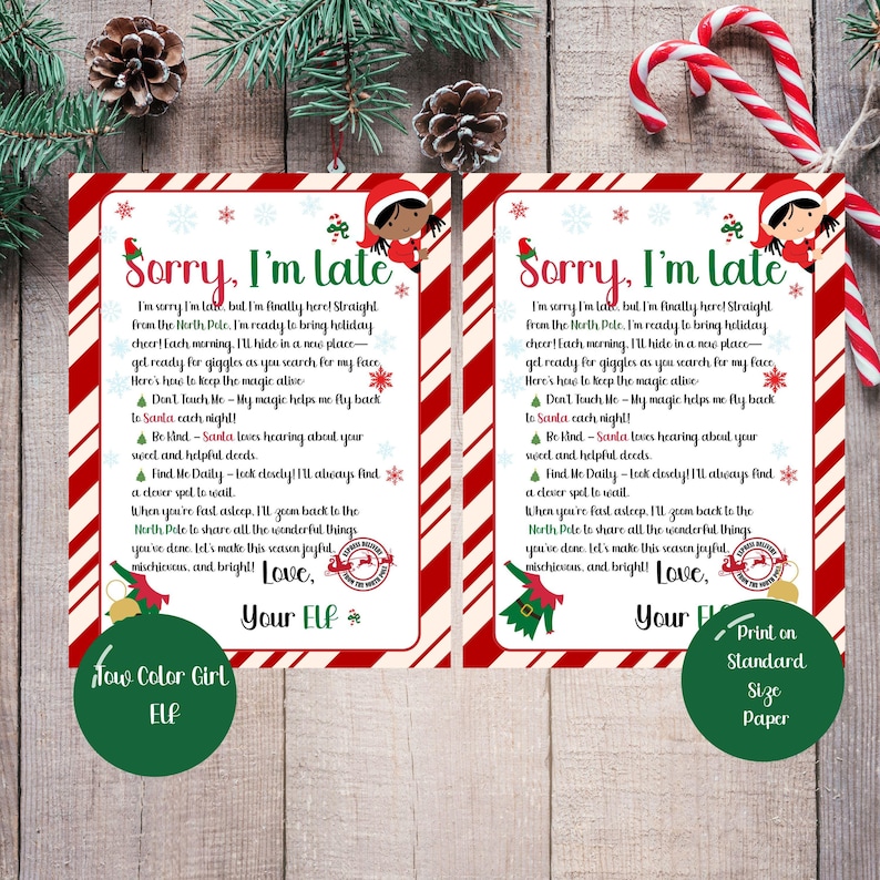 Sorry Im Late Girl Elf Letter, Late Elf Arrival Letter, Elf Welcome ...