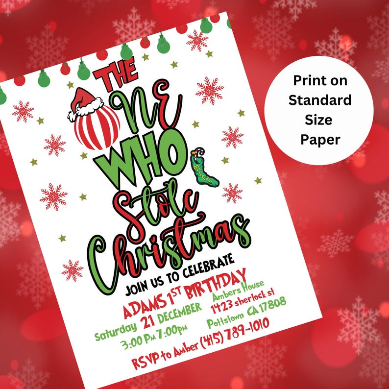 The ONE Who Stole Christmas Whoville 1st Girl/boy Red and Pink Birthday ...