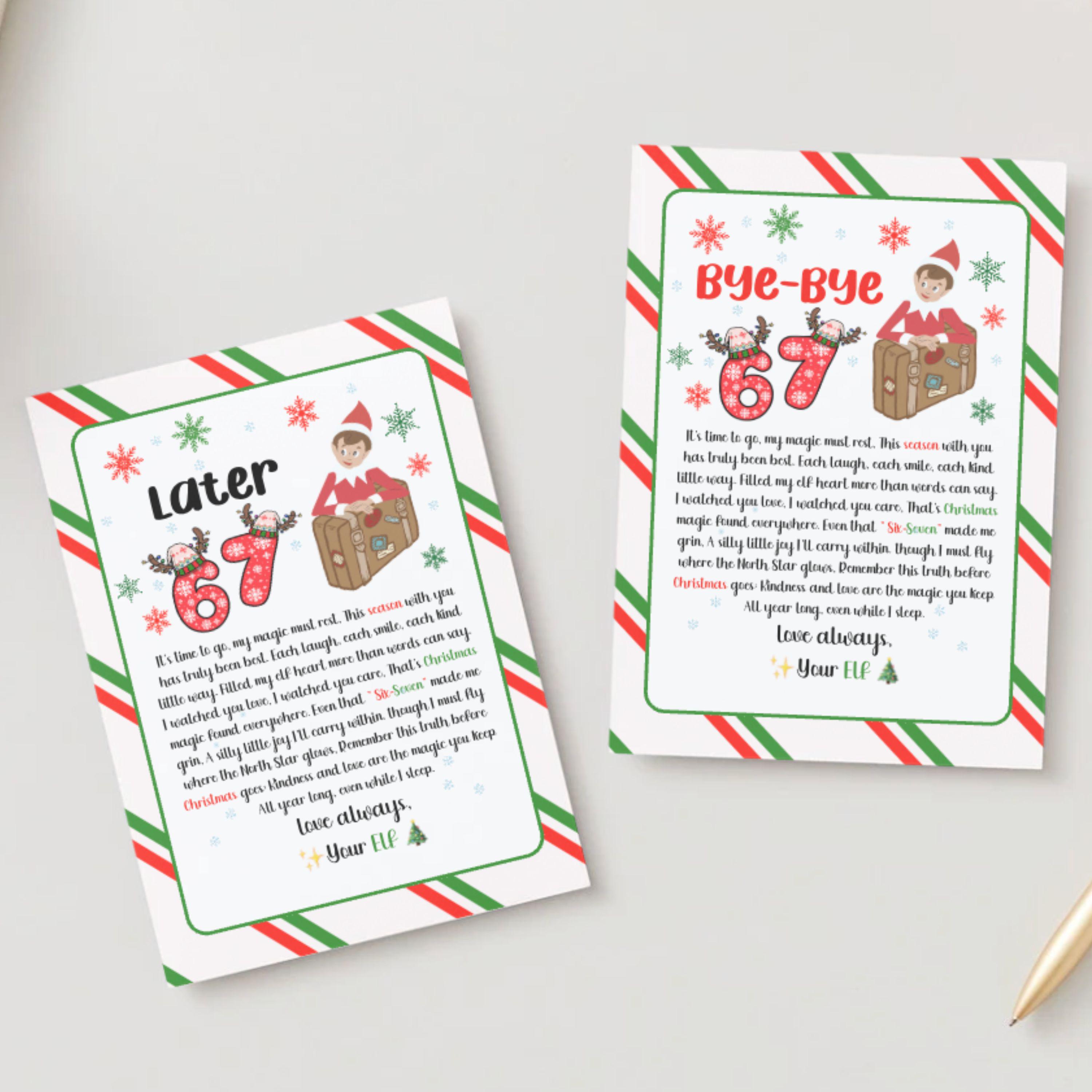 67 Elf Goodbye Letter,6 7 Elf Departure Letter, Christmas Eve Elf ...