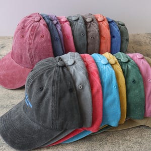 Custom Text Baseball Cap Personalised Embroidered Hat Custom Washed Dad ...