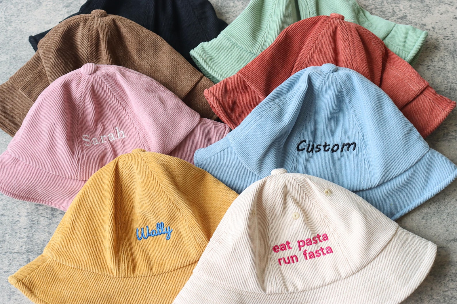 Embroidered Baby Bucket Hat Custom Toddler Corduroy Bucket Hat Sun Hat ...