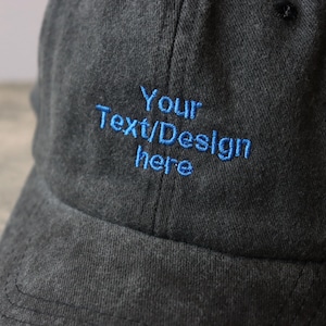 Custom Text Baseball Cap Personalised Embroidered Hat Custom Washed Dad ...