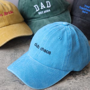 Custom Text Baseball Cap Personalised Embroidered Hat Custom Washed Dad ...