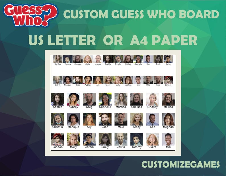 Custom Guess Who Board Game - Your Pictures! - Family Guess Who ...