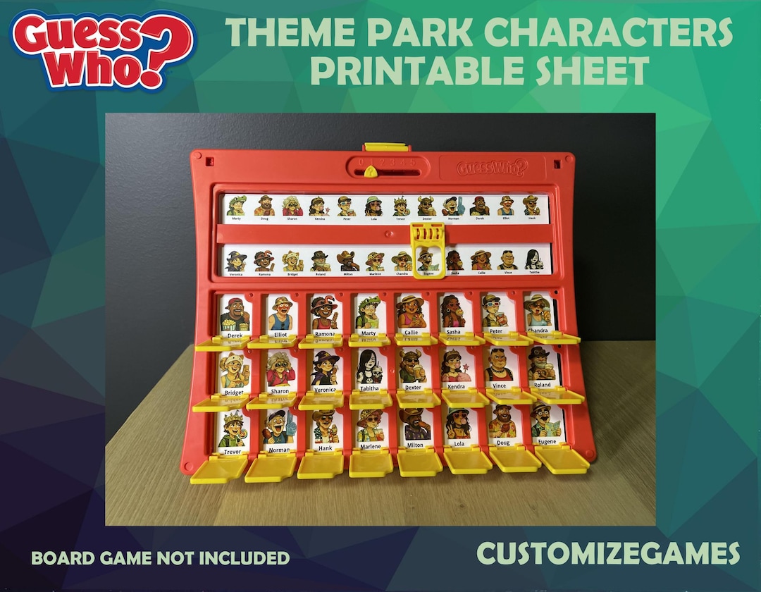 Theme Park Characters Guess Who - Digital Download - Print at Home ...