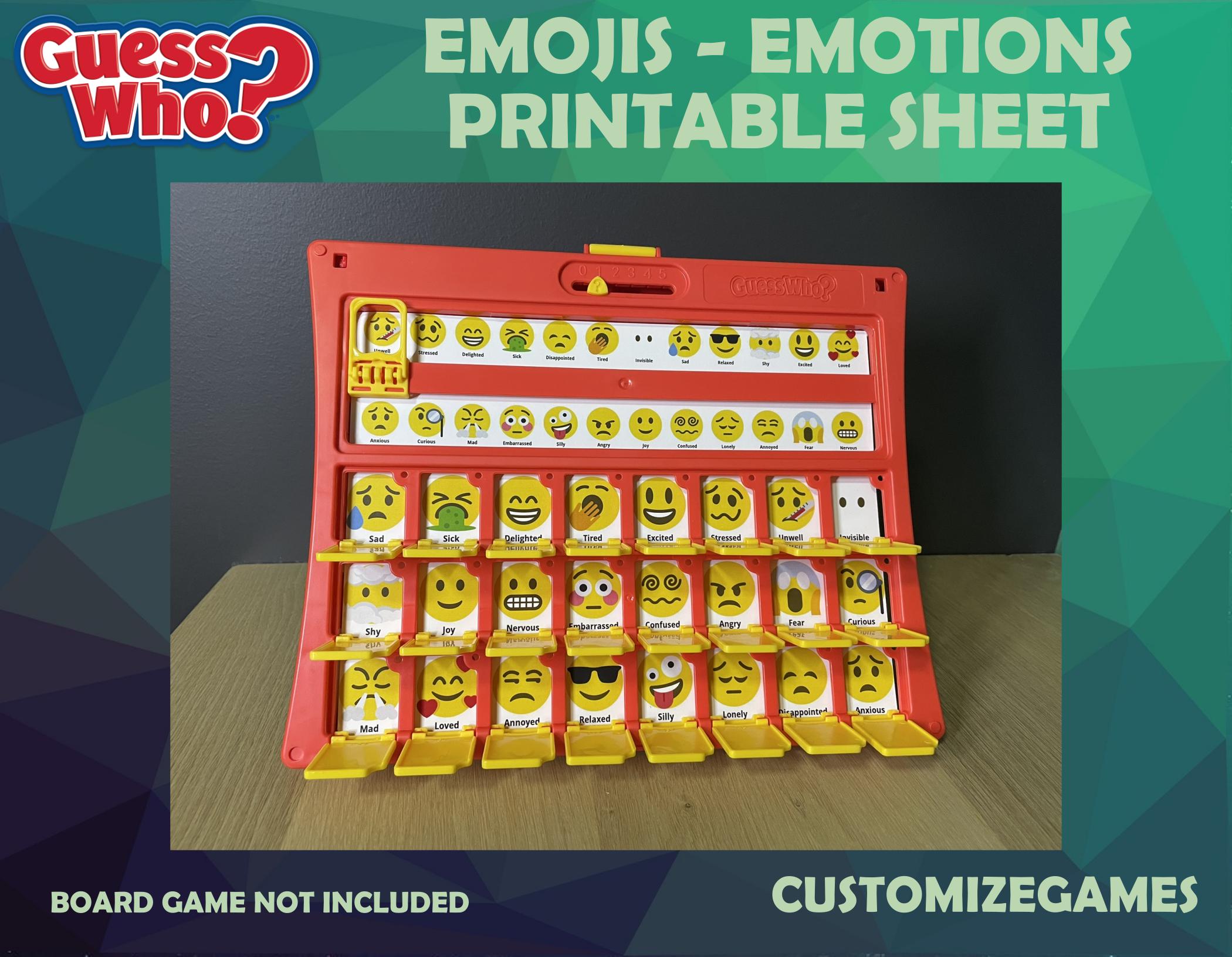 Emotions - Emoji Guess Who - Digital Download - Print at Home - Great ...