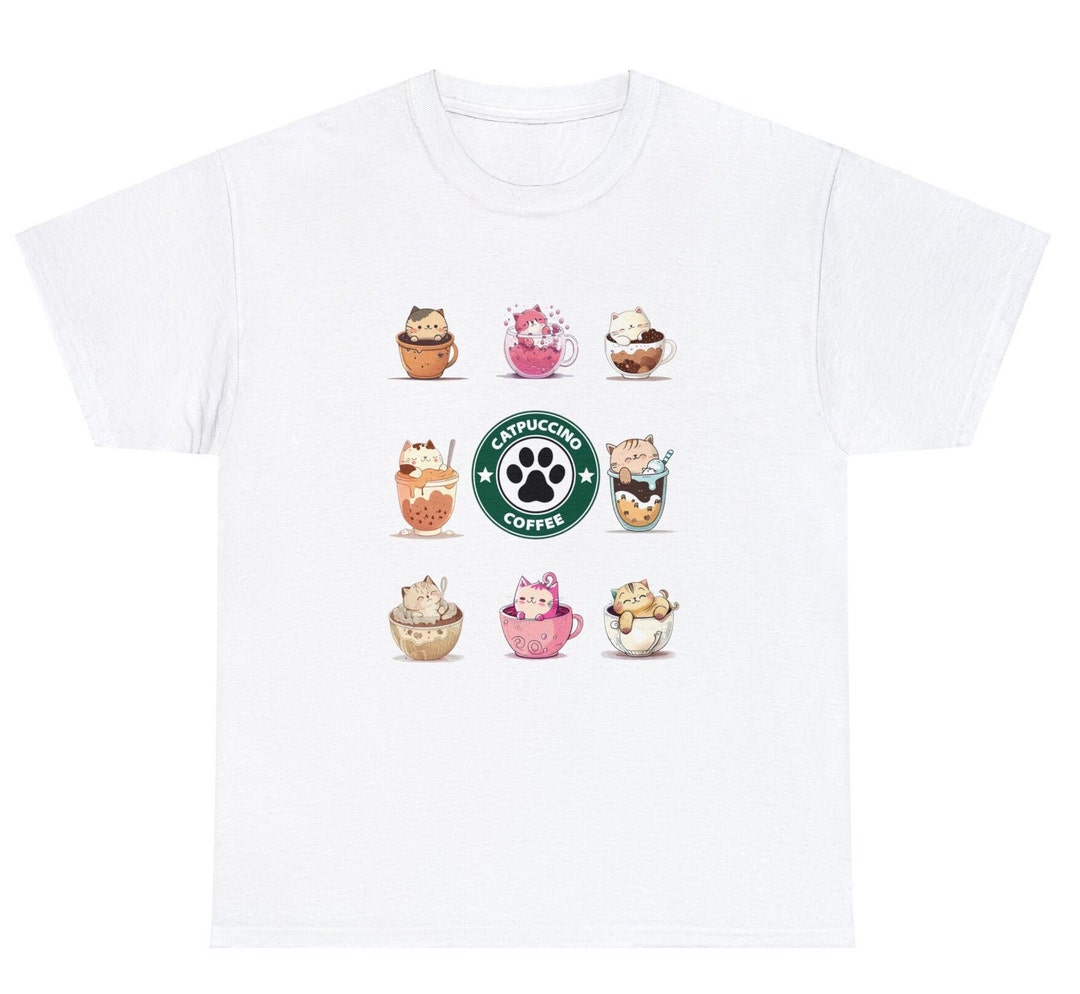 Pastel Catpuccino Shirt Cute Kitten Cat Kitty Cartoon Kawaii Chibi Cat ...