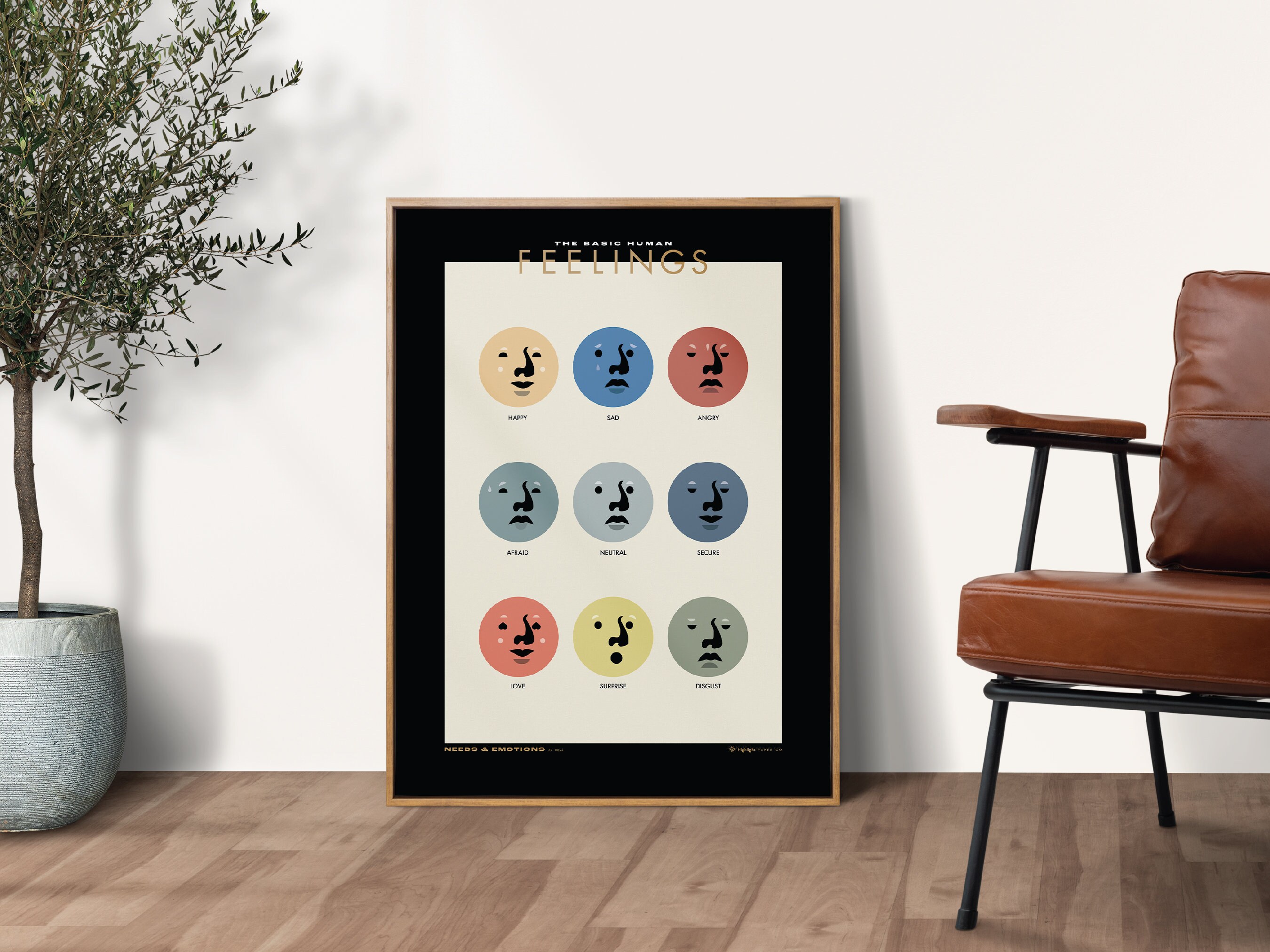 Neutral Emotions Poster - Large Wall Art Dark or Sage Green Poster ...
