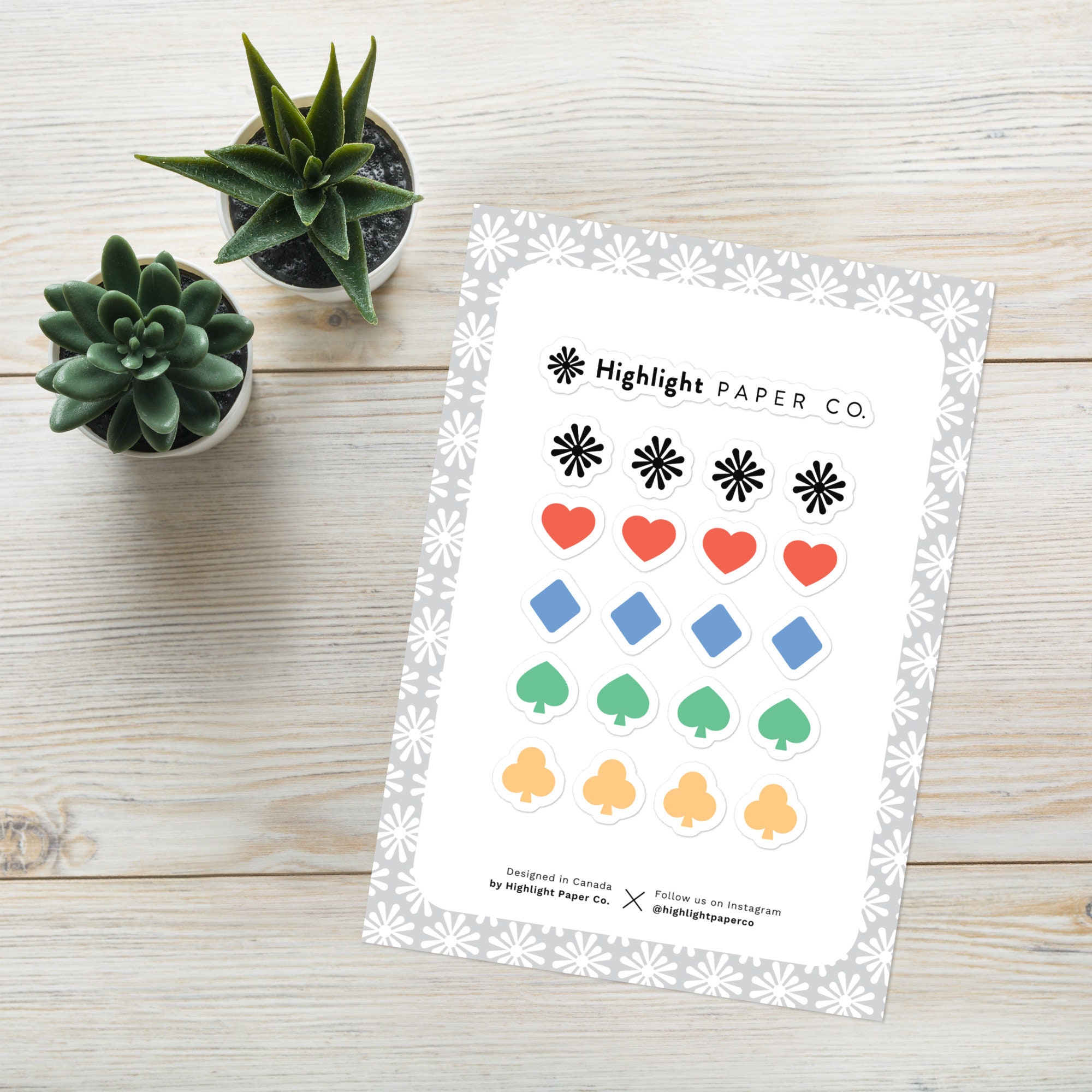 Heart Stickers — Playing Card Suit Sticker Sheet — Diamond Club Spade ...