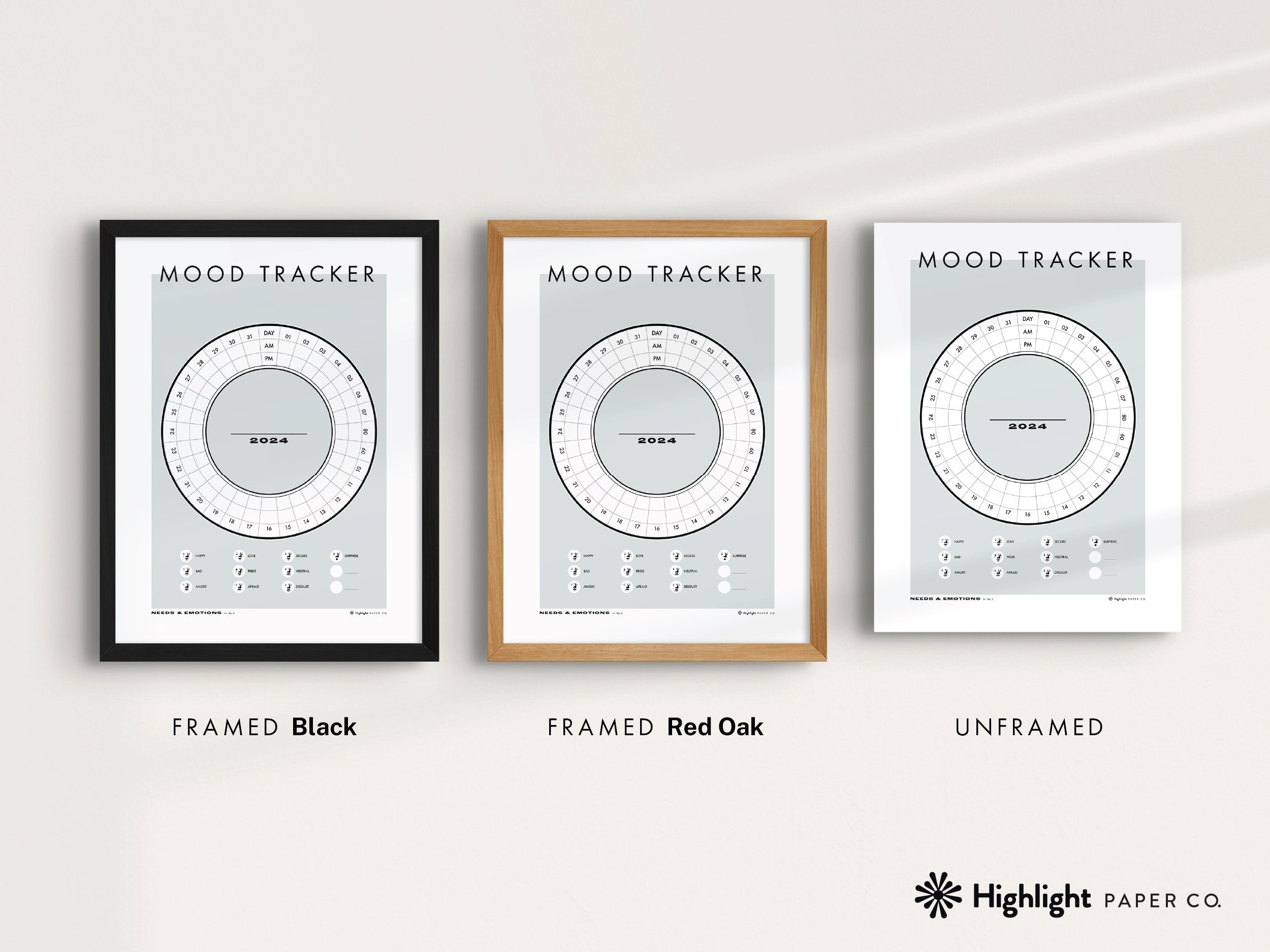 2024 Mood Tracker Poster — Emotion Journal Framed or Unframed Poster ...