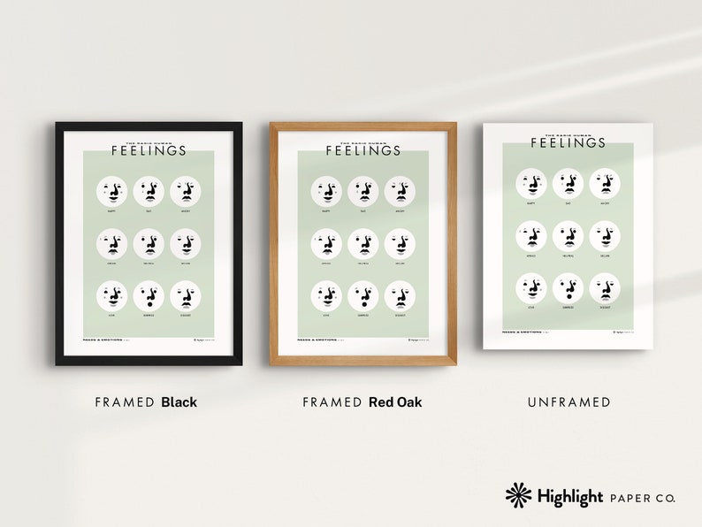 Basic Feelings Poster - Emotion Chart Print, Montessori Decor ...