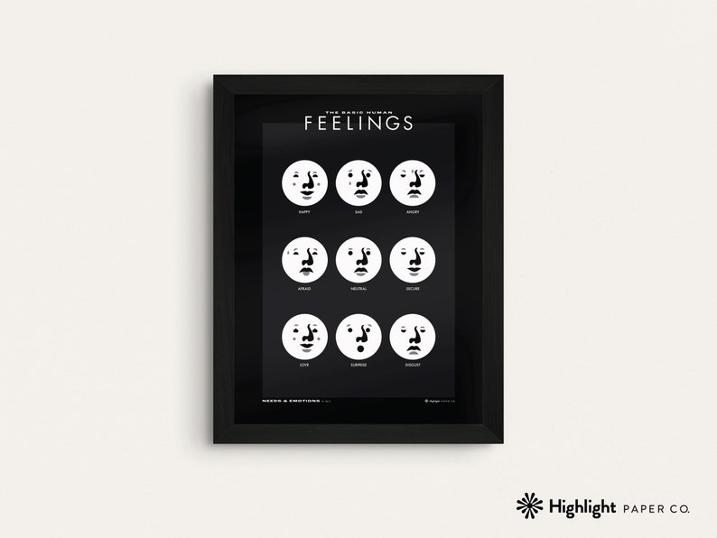 Basic Feelings Poster - Emotion Chart Print, Montessori Decor ...