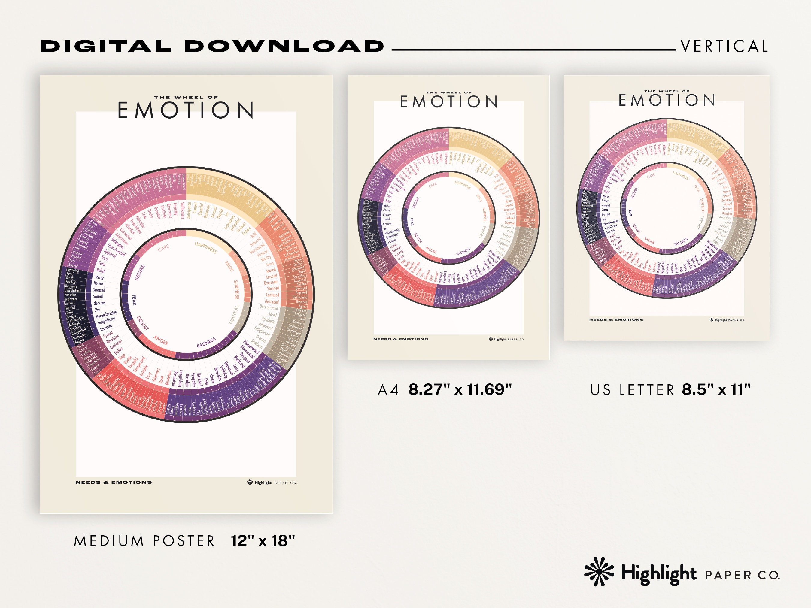 Printable Feelings Wheel Poster DIGITAL Download DIY Emotions Wheel ...