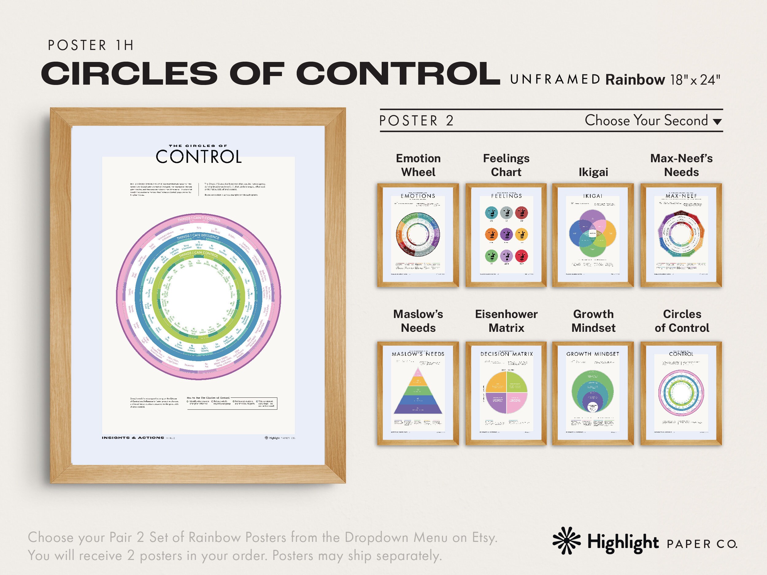 Pair 2 Poster Bundle: Rainbow - Customize Your Set - Colorful ...