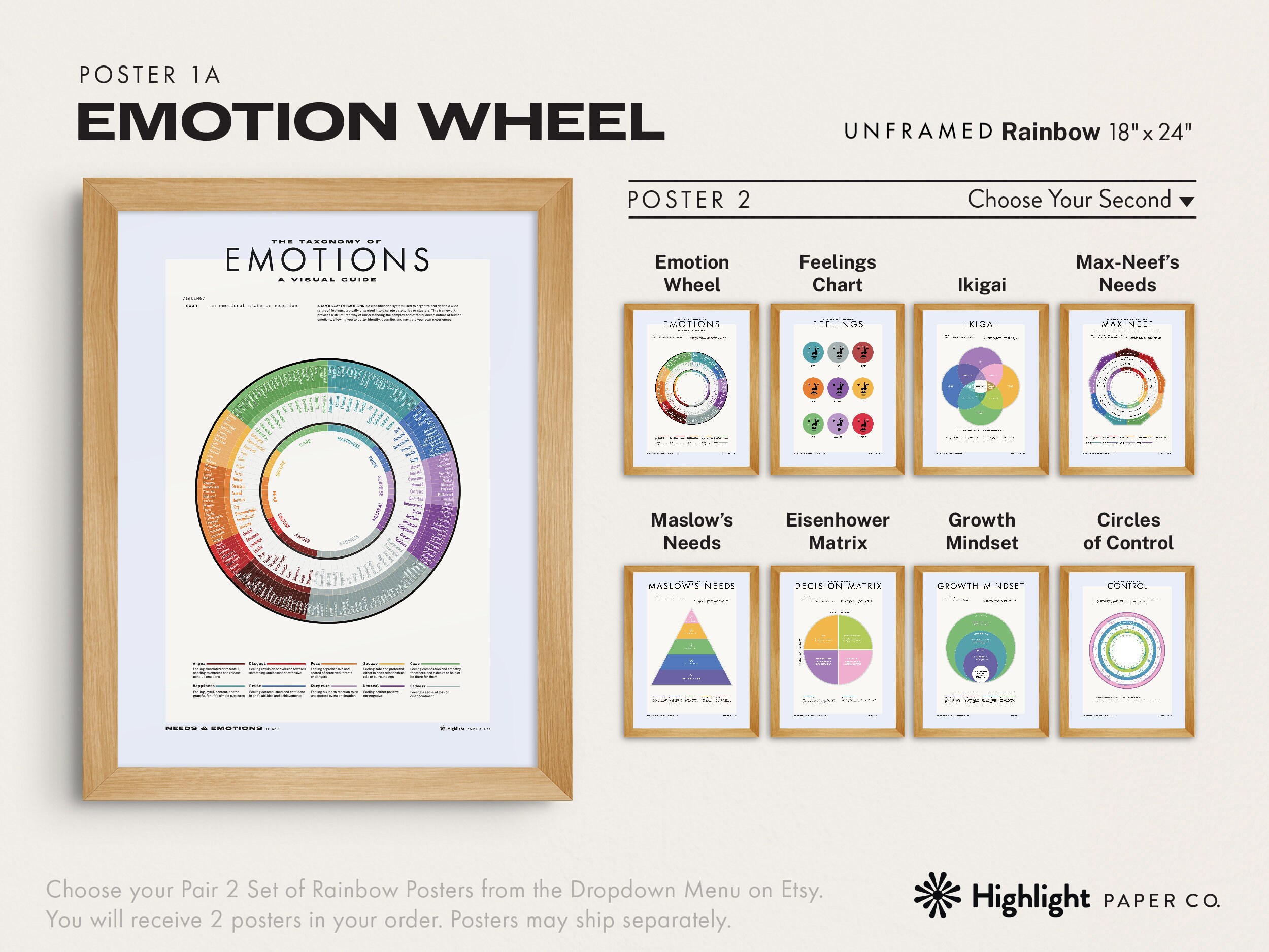 Pair 2 Poster Bundle: Rainbow - Customize Your Set - Colorful ...