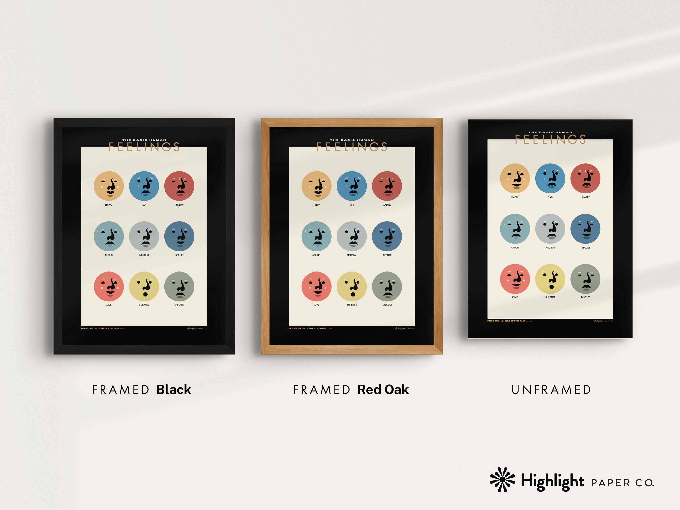 Neutral Emotions Poster - Large Wall Art Dark or Sage Green Poster ...