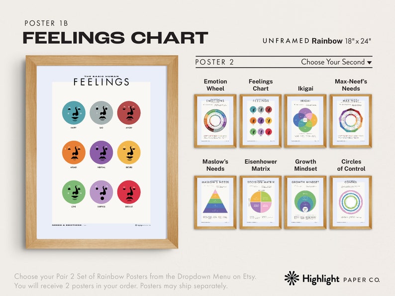 Pair 2 Poster Bundle: Rainbow - Customize Your Set - Colorful ...