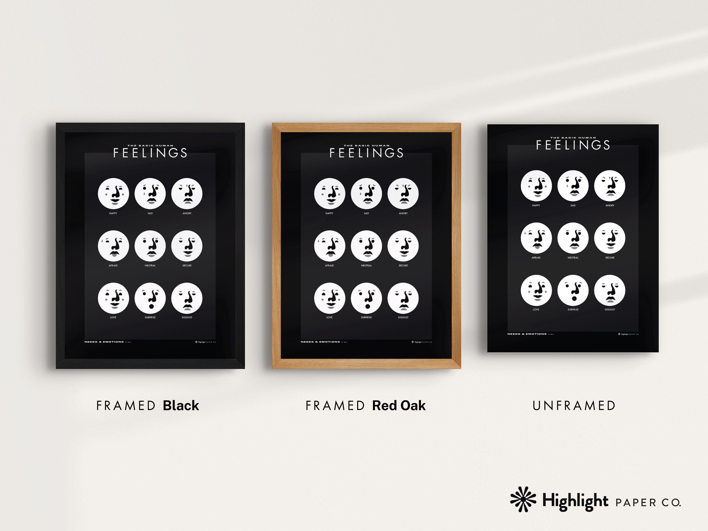 Neutral Emotions Poster - Large Wall Art Dark or Sage Green Poster ...