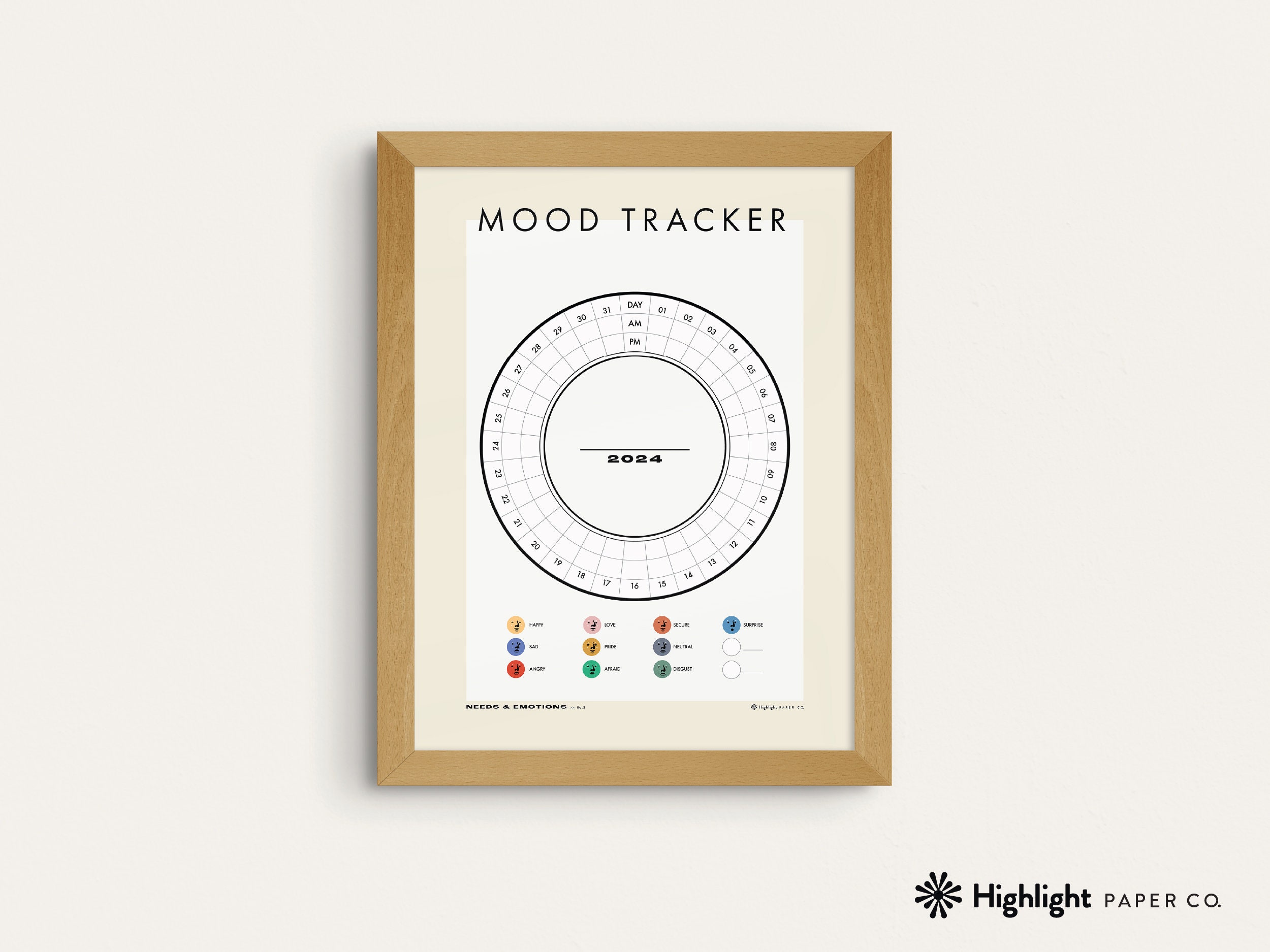 2024 Mood Tracker Poster — Emotion Journal Framed or Unframed Poster ...