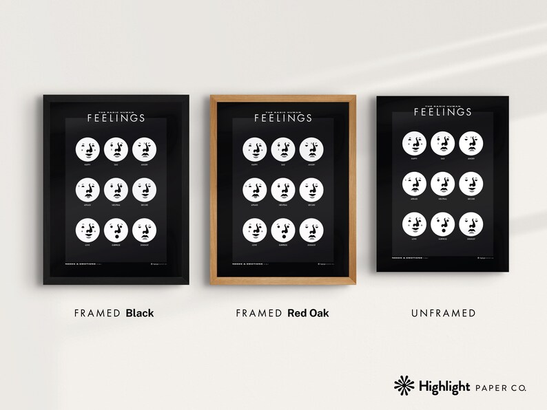 Black and White Emotion Chart Poster Feelings Chart - Etsy Australia