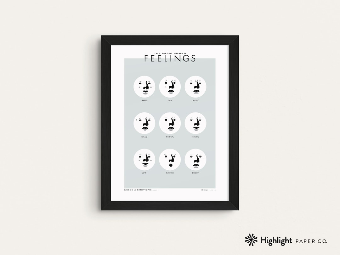 Black and White Emotion Chart Poster - Feelings Chart, Minimalist Kids ...