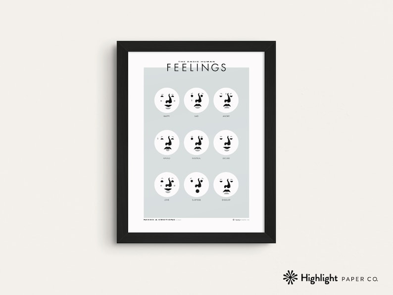 Black and White Emotion Chart Poster - Feelings Chart, Minimalist Kids ...
