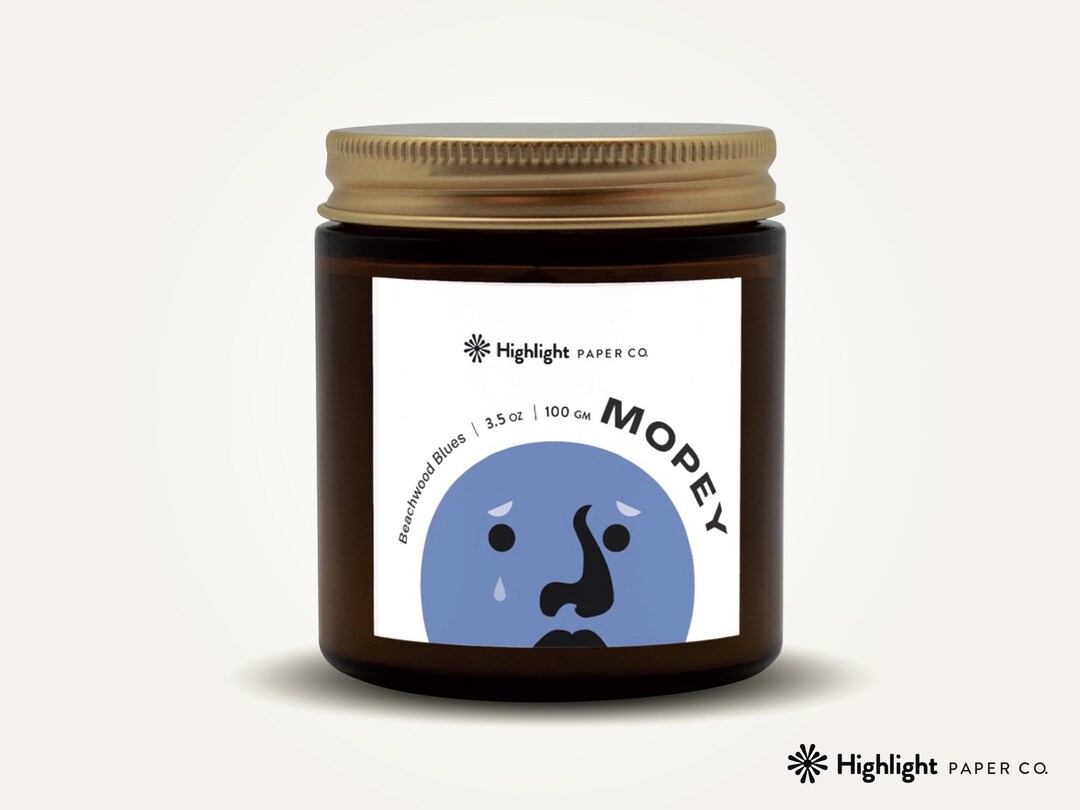 Funny Sad Face Beachwood Candle — Amber Jar 4oz — Emotion, Decor ...