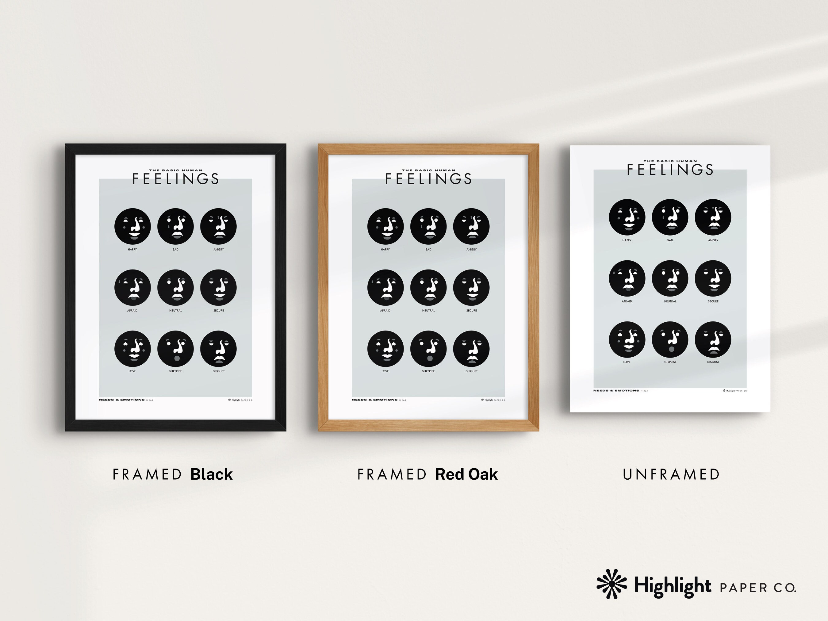 Neutral Emotions Poster - Large Wall Art Dark or Sage Green Poster ...