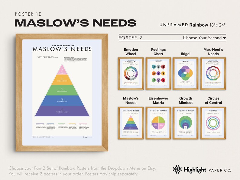 Pair 2 Poster Bundle: Rainbow - Customize Your Set - Colorful ...